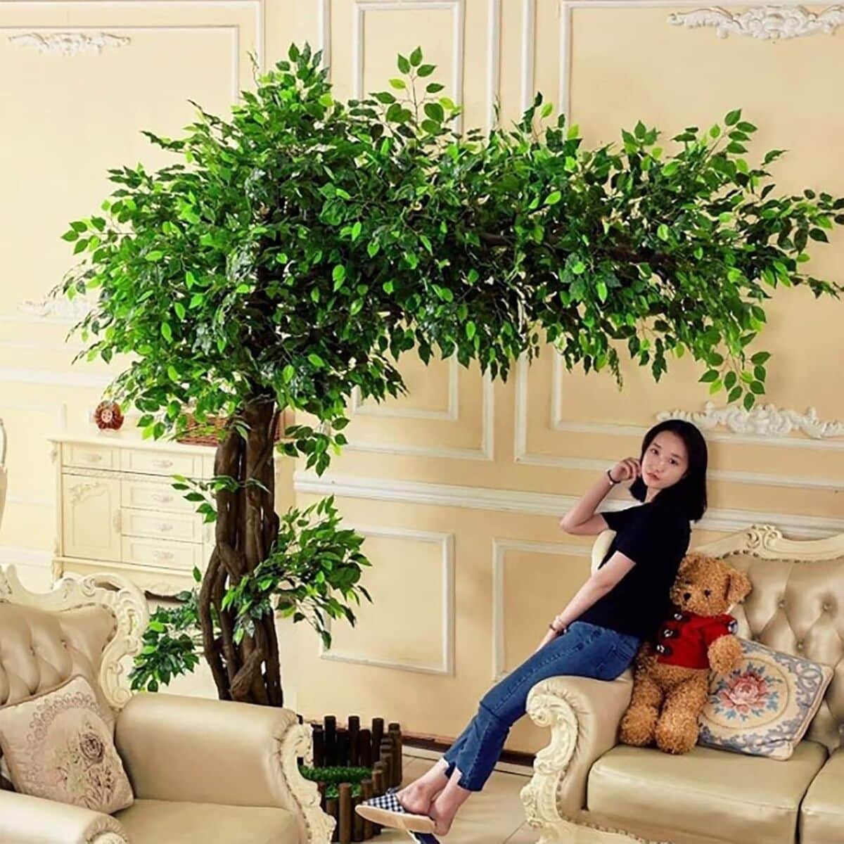Avis sur l'arbre banian artificiel 2.5x2.2m pour décoration intérieure